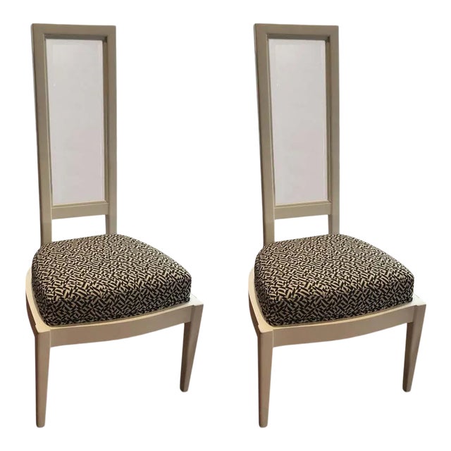 Lucite Back and White Lacquer Pair of Chairs | Chairish