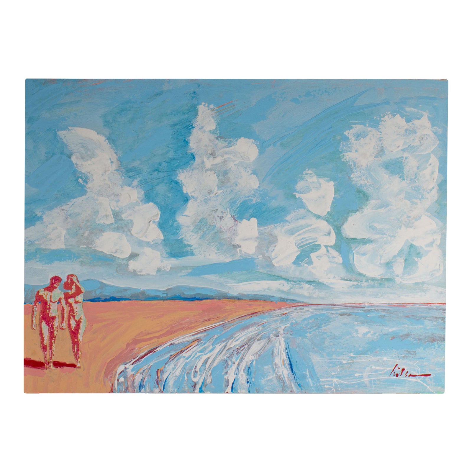 1990s Abstract Landscape Mixed Media Painting by Harry Hilson | Chairish