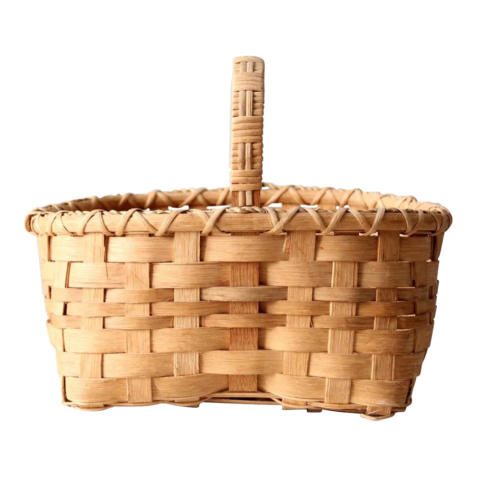 Vintage Splint Weave Basket | Chairish
