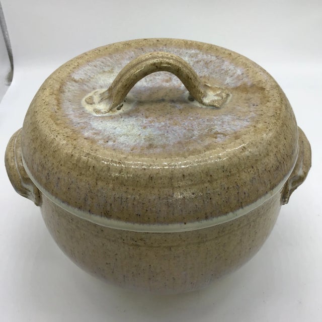 Stoneware Lidded Crock Vintage Rustic Ceramic Pottery Lidded Fired Dish ...