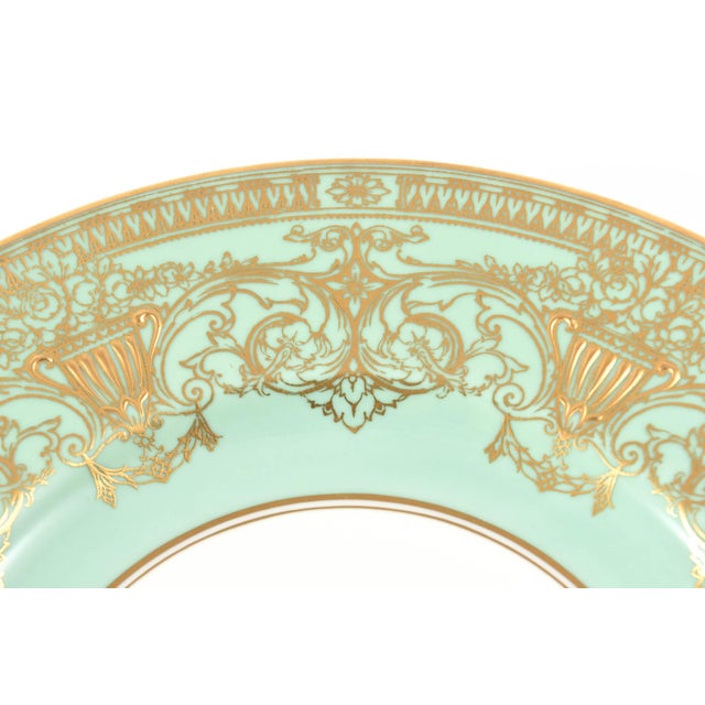 Turquoise Gilded Dinner/Presentation Plates - Set Ten | Chairish