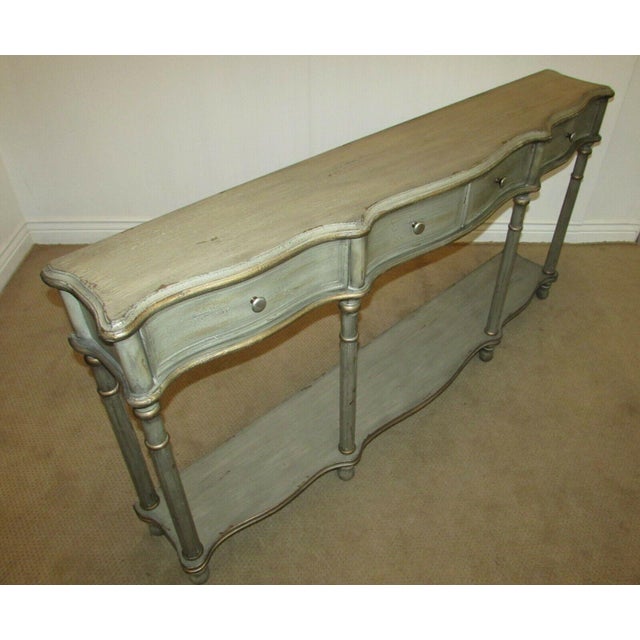 Two Tier Grey Factory Finish Console | Chairish