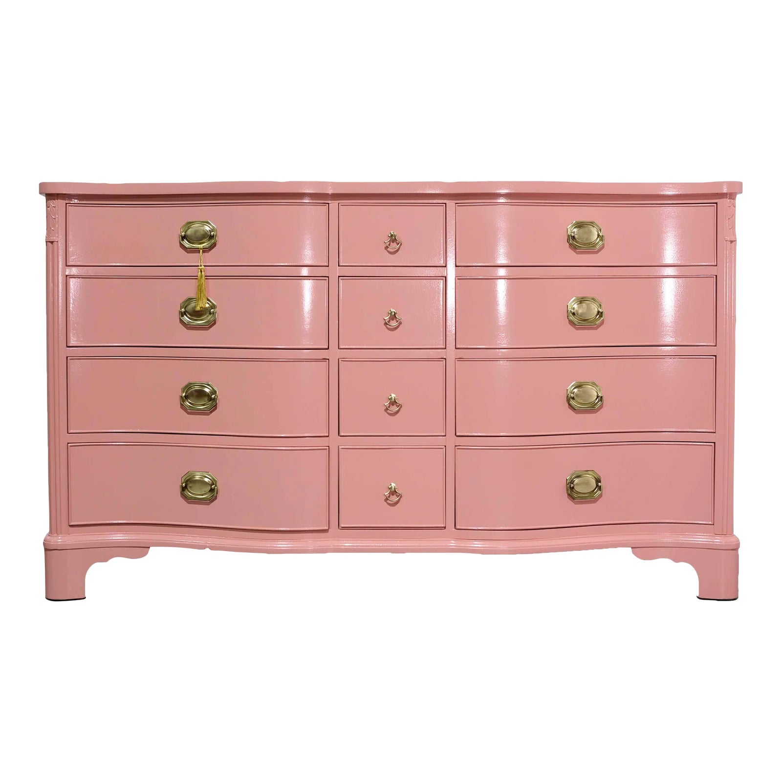 Vintage Federal Style Serpentine Front Mahogany Dresser in Pink by ...