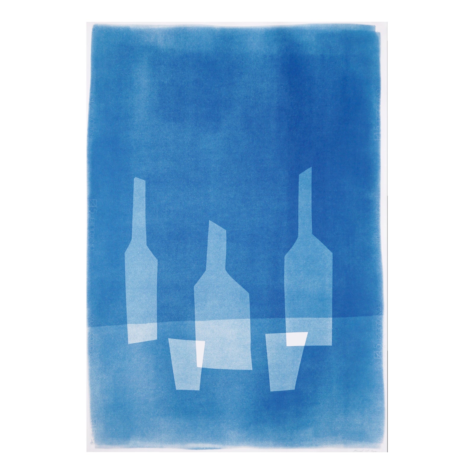 Kind of Cyan, Three Bottles for Two People, 2023, Monotype | Chairish