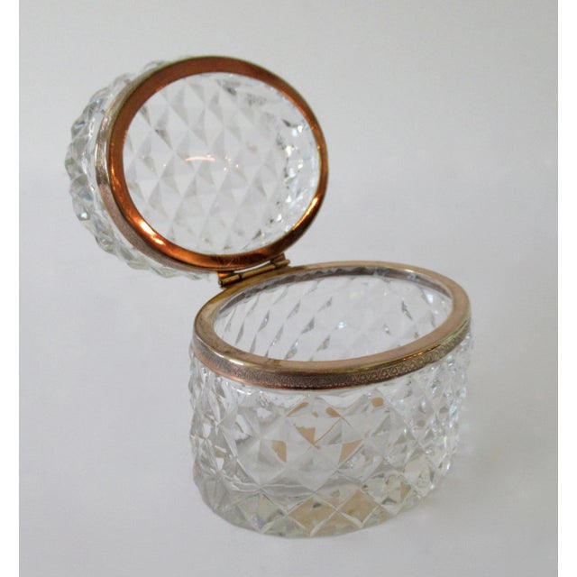 Vintage Hand-Cut & Beveled Crystal Glass & Brass Oval-Shaped Lidded ...