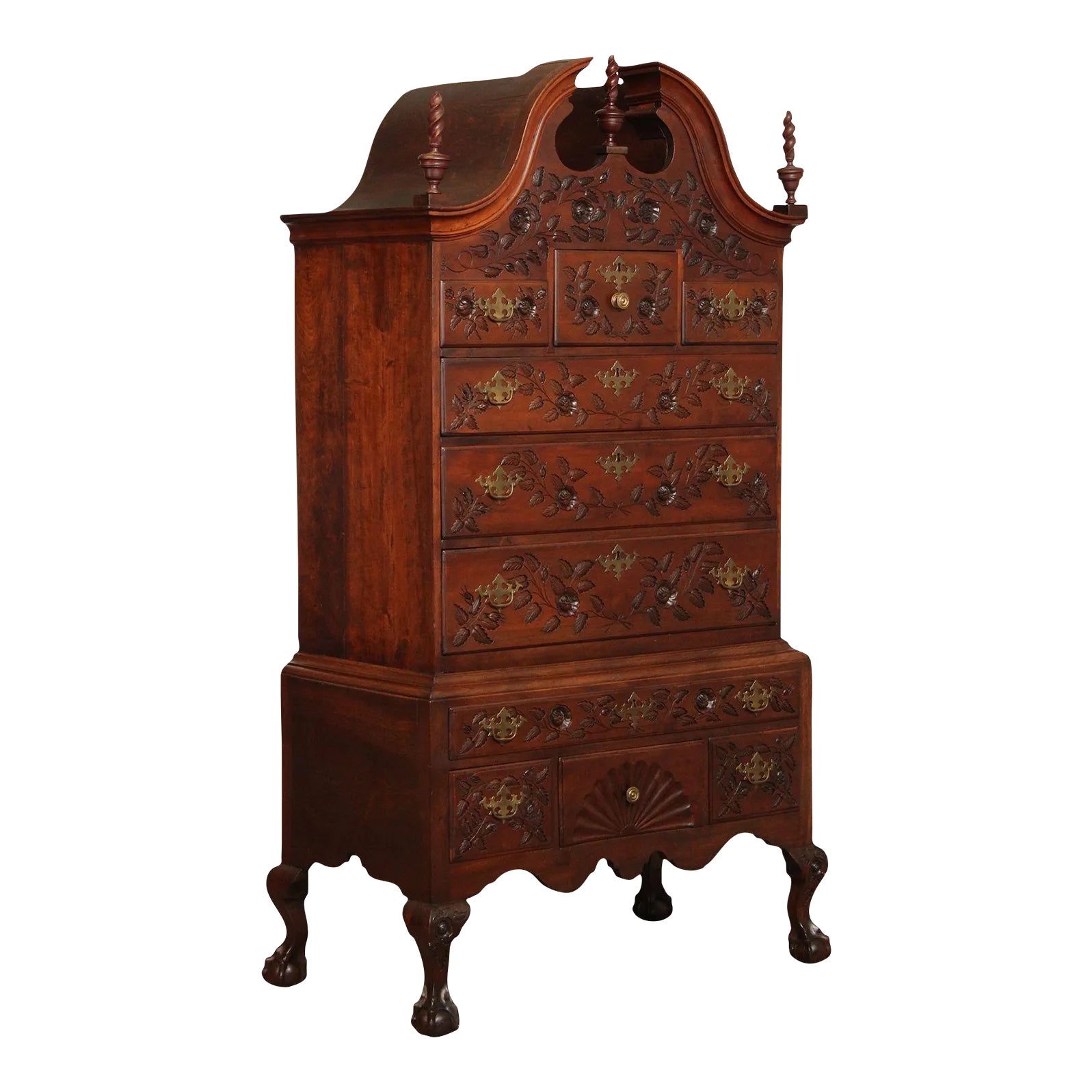 Antique 18th Century New England Chippendale Carved Maple Highboy ...