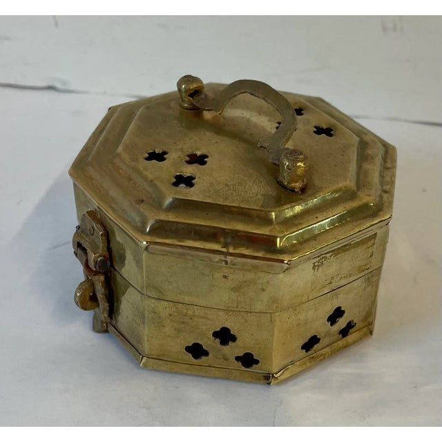 Vintage Pierced Brass Trinket Box | Chairish
