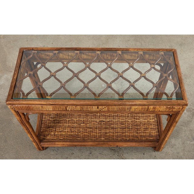 Midcentury Organic Modern Style Bamboo Rattan Console Table | Chairish