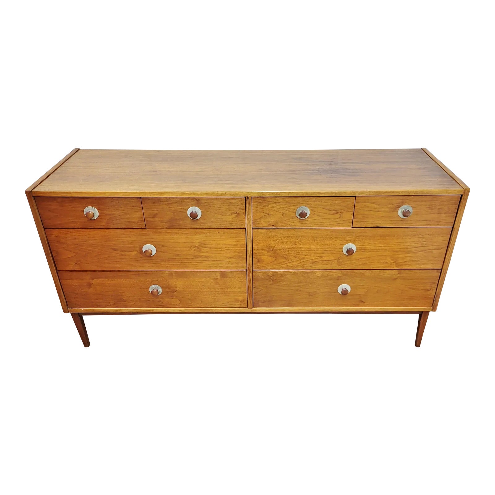 Vintage 1960s Danish Modern Commode 8-Drawer Walnut Dresser Bachelor ...