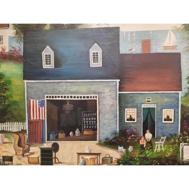 Folk Art Primitive Style Painting of a House With an Open Garage by ...