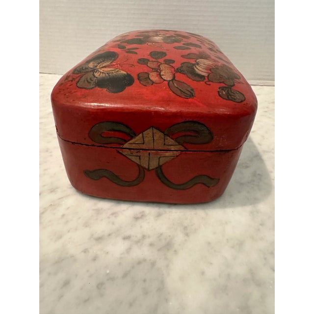 Antique Chinese Red Paper Mache Box | Chairish