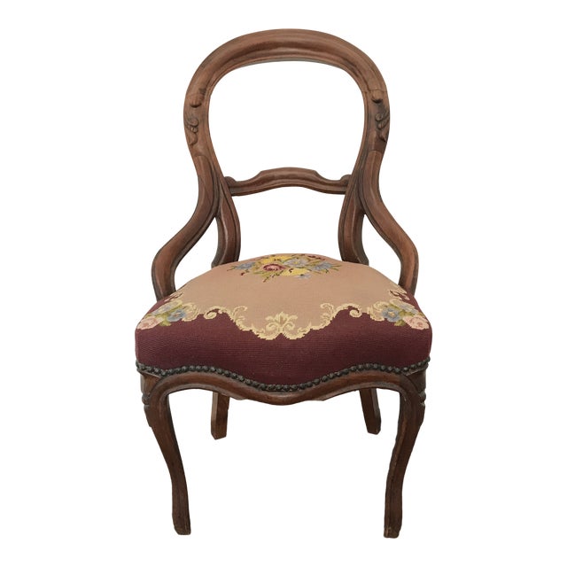 Victorian Rococo Antique Balloon Back Parlor Chair With Mauve Botanical ...