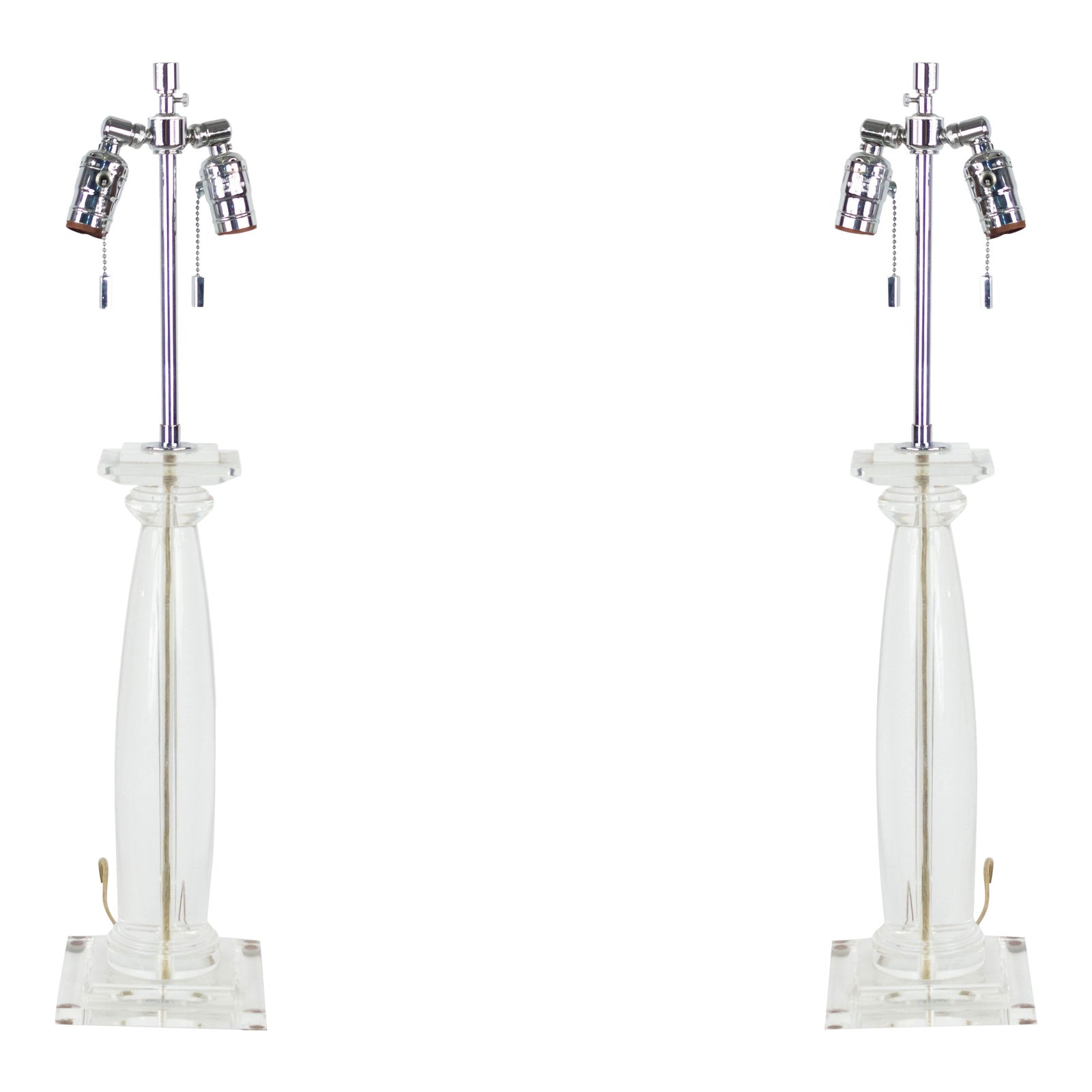 Mid-Century Springer Lucite Column Table Lamps | Chairish