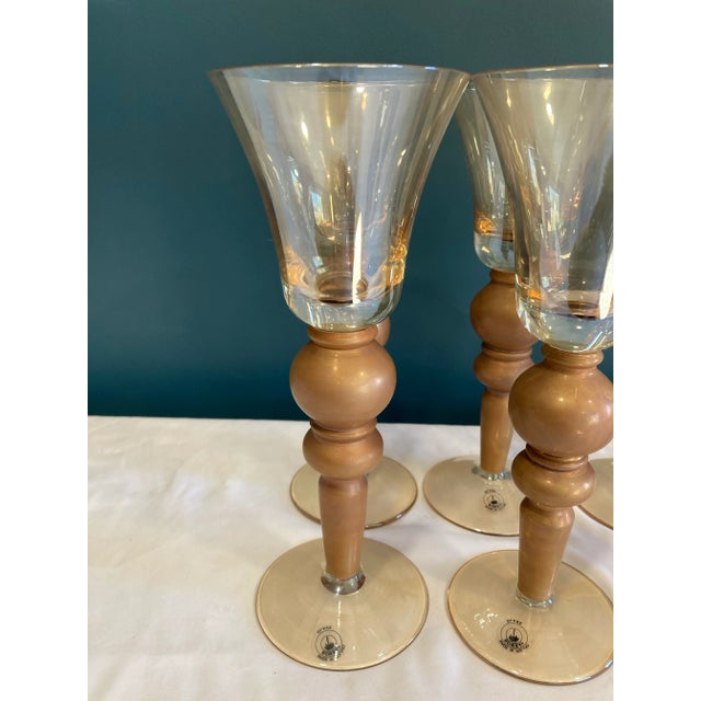 Vintage Bombay Glass Wine Glasses With Gold Bases- Set of 6 | Chairish
