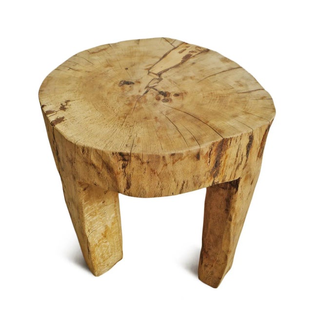 Contemporary Rustic Naga Three Leg Wood Table | Chairish