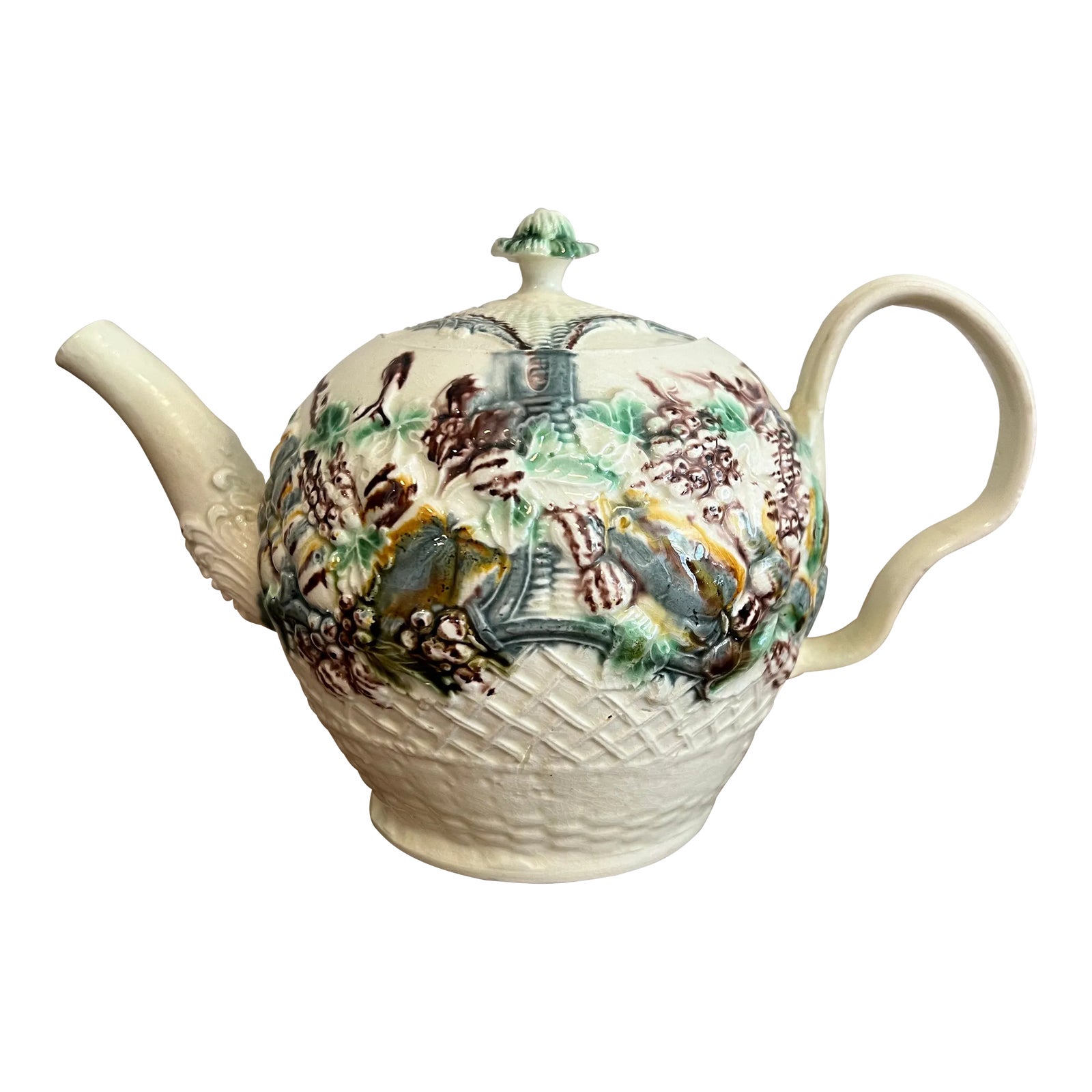 Circa 1770 William Greatbatch Basketweave Tea Pot, England | Chairish
