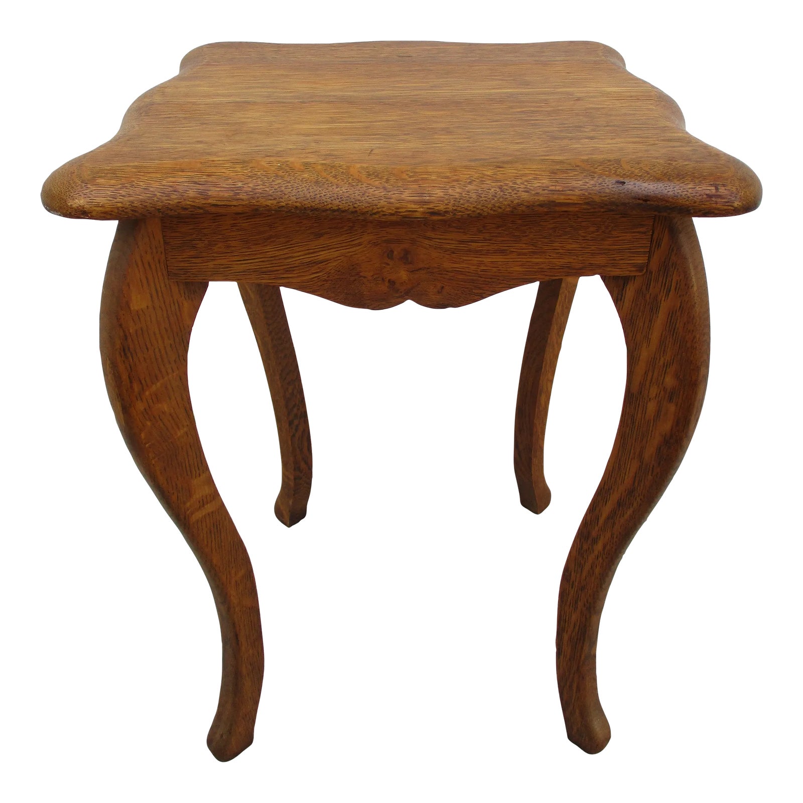 Square Antique Tiger Oak Plant Stand Low Side Table | Chairish