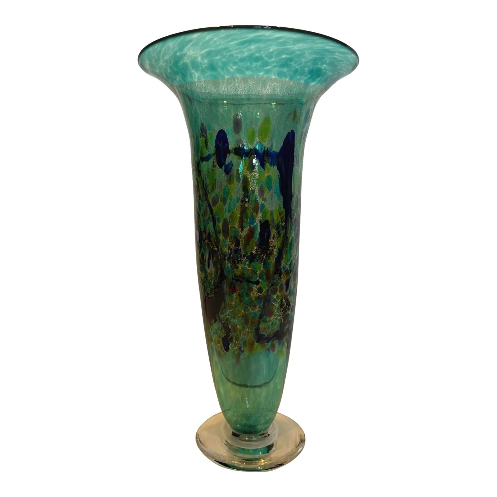 Robert Held Art Glass Green Abstract Vase | Chairish