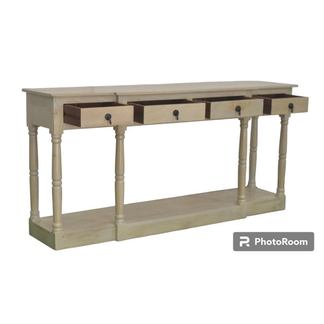 Contemporary Coastal 4-Drawer Breakfront Console | Chairish