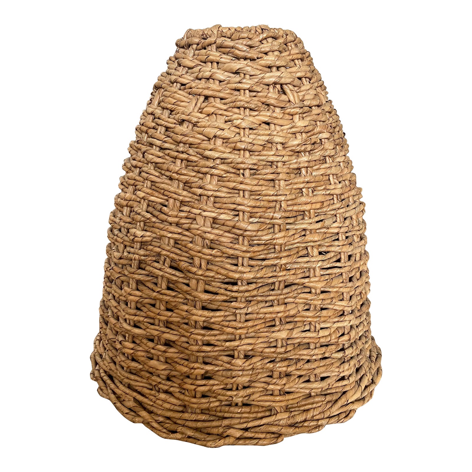 Vintage Basketweave Woven Bell Pendant Shade for Overhead Light | Chairish