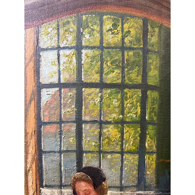 Early 20th Century Baroque Style Painting of Woman in Home Interior ...