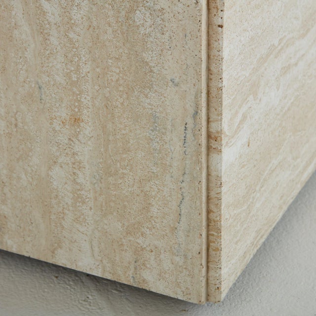 Square Travertine Coffee Table on Castors in the Style of Milo Baughman ...