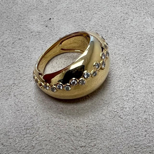 Syna Yellow Gold Cosmic Ring with Diamonds | Chairish