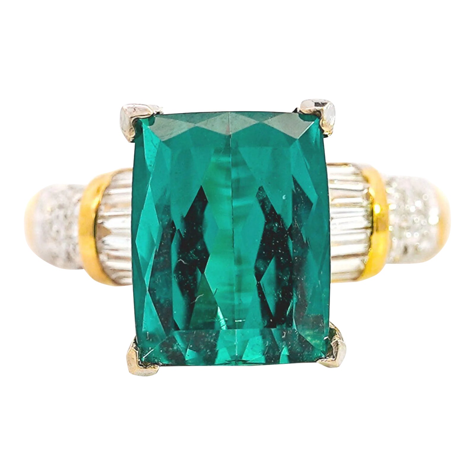 GIA Certified Rectangular Cut Blue-Green Indicolite Tourmaline and ...