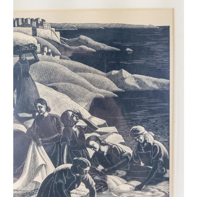 20th Century American Woodblock Print "Corsican Washerwomen" by Clare ...
