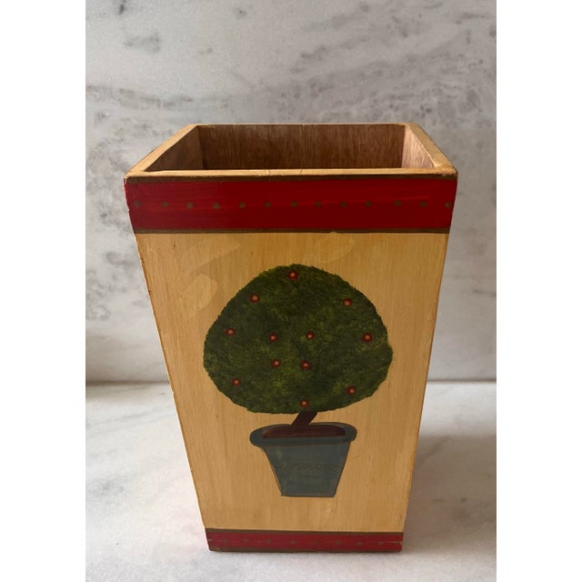 Traditional Hand Painted Wood Planter | Chairish