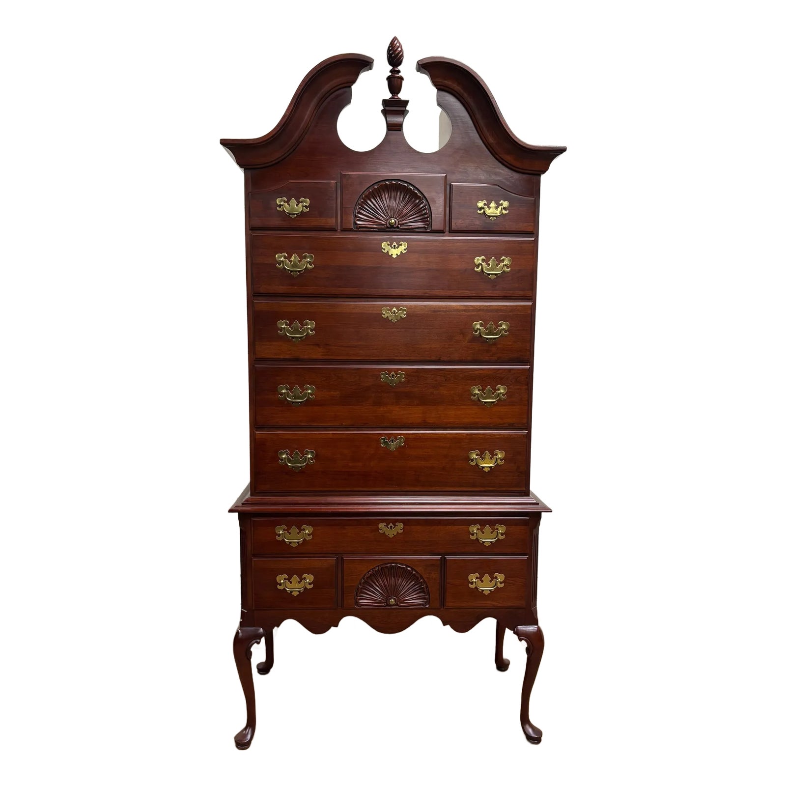 Vintage Kincaid Queen Anne Commonwealth Cherry Highboy | Chairish