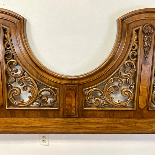 1968 Mid Century Thomasville King Headboard With Burlwood Accents. Beds