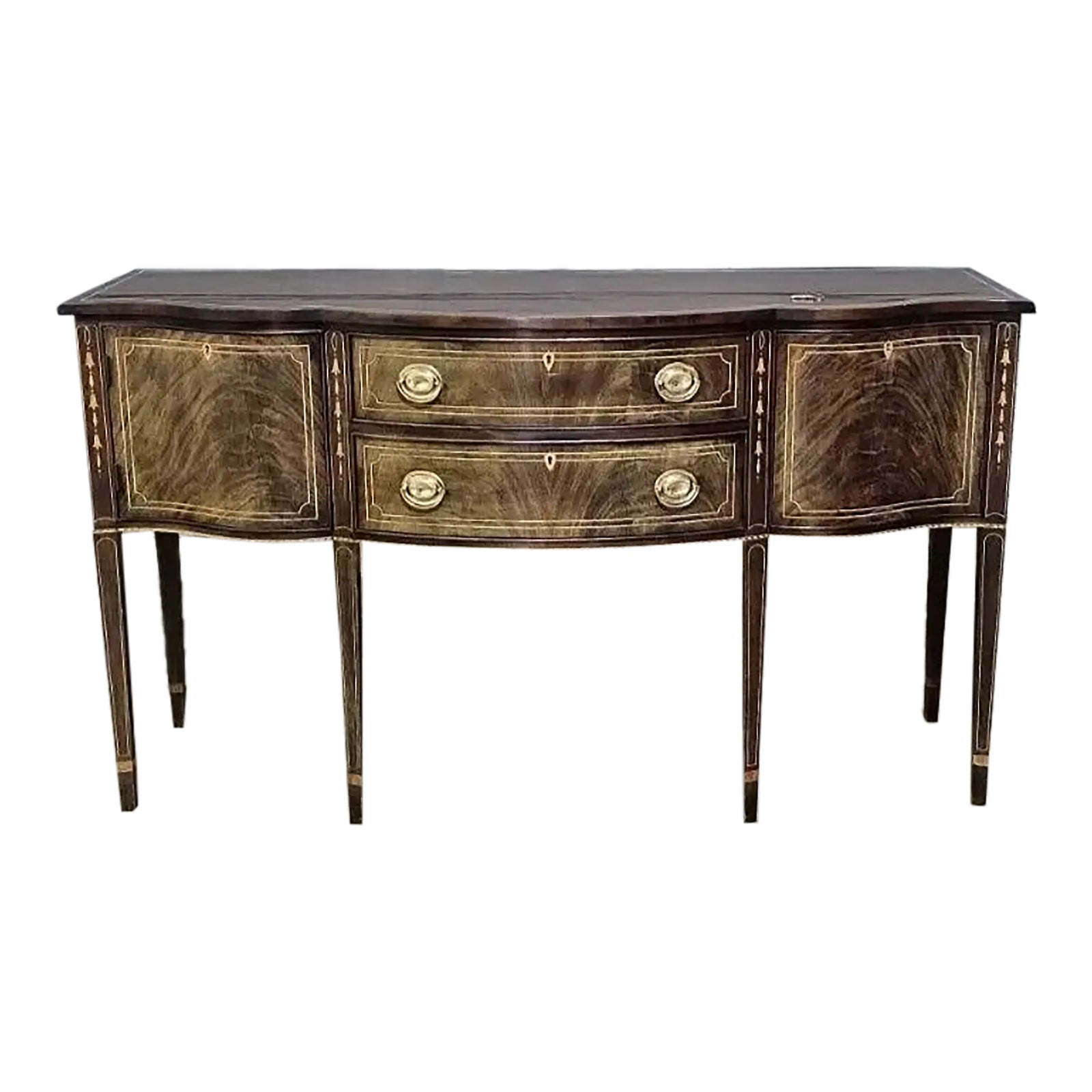 Stickley Federal Style Bowfront Mahogany Sideboard Bellflower & Checker ...