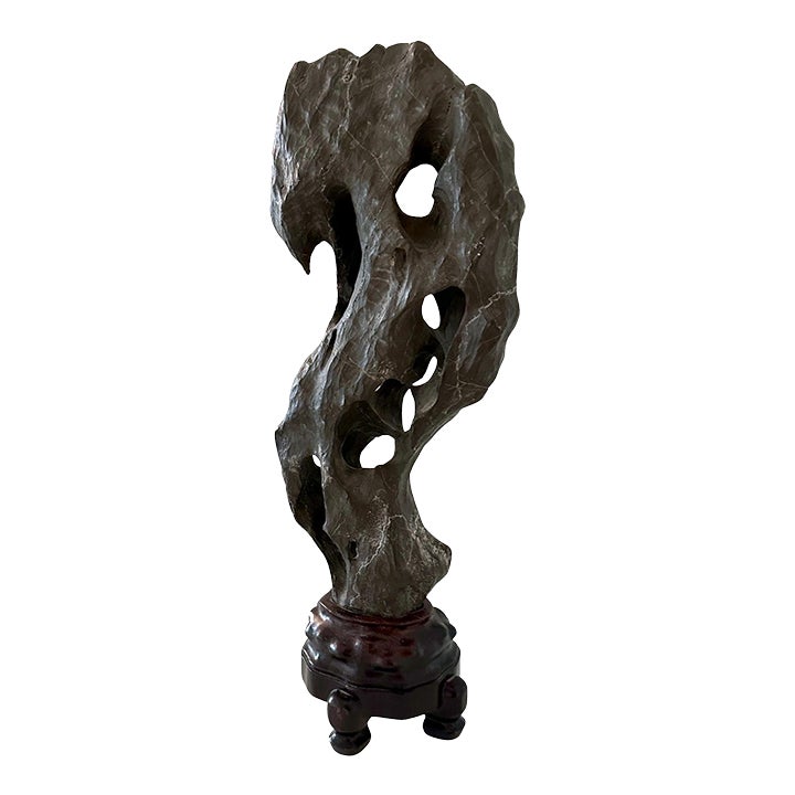 Chinese Taihu Scholar Stone on Display Stand | Chairish