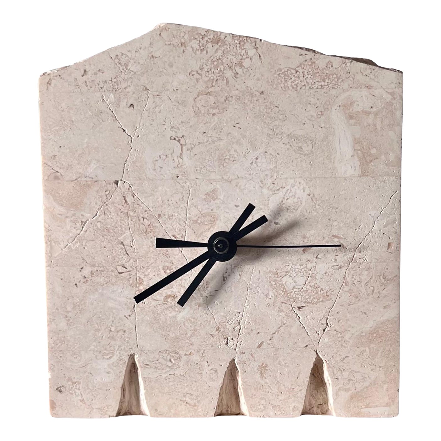 Postmodern Fossil Stone “ruins” Clock by Renoir Designs, Late 20th ...