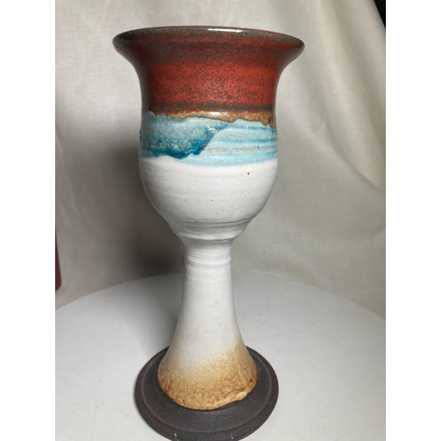 1980s Handmade Studio Pottery Chalice Goblet Decor | Chairish