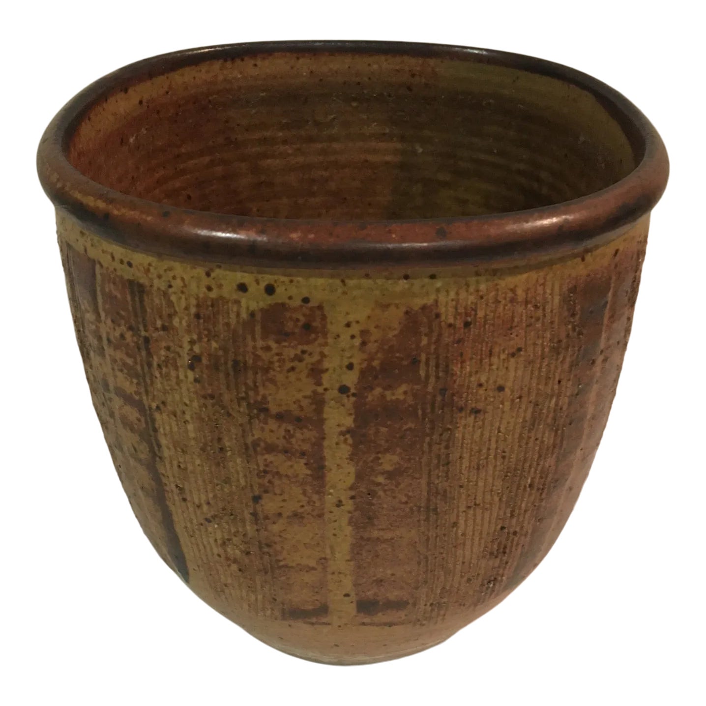 Mid Century Deep Pottery Planter | Chairish