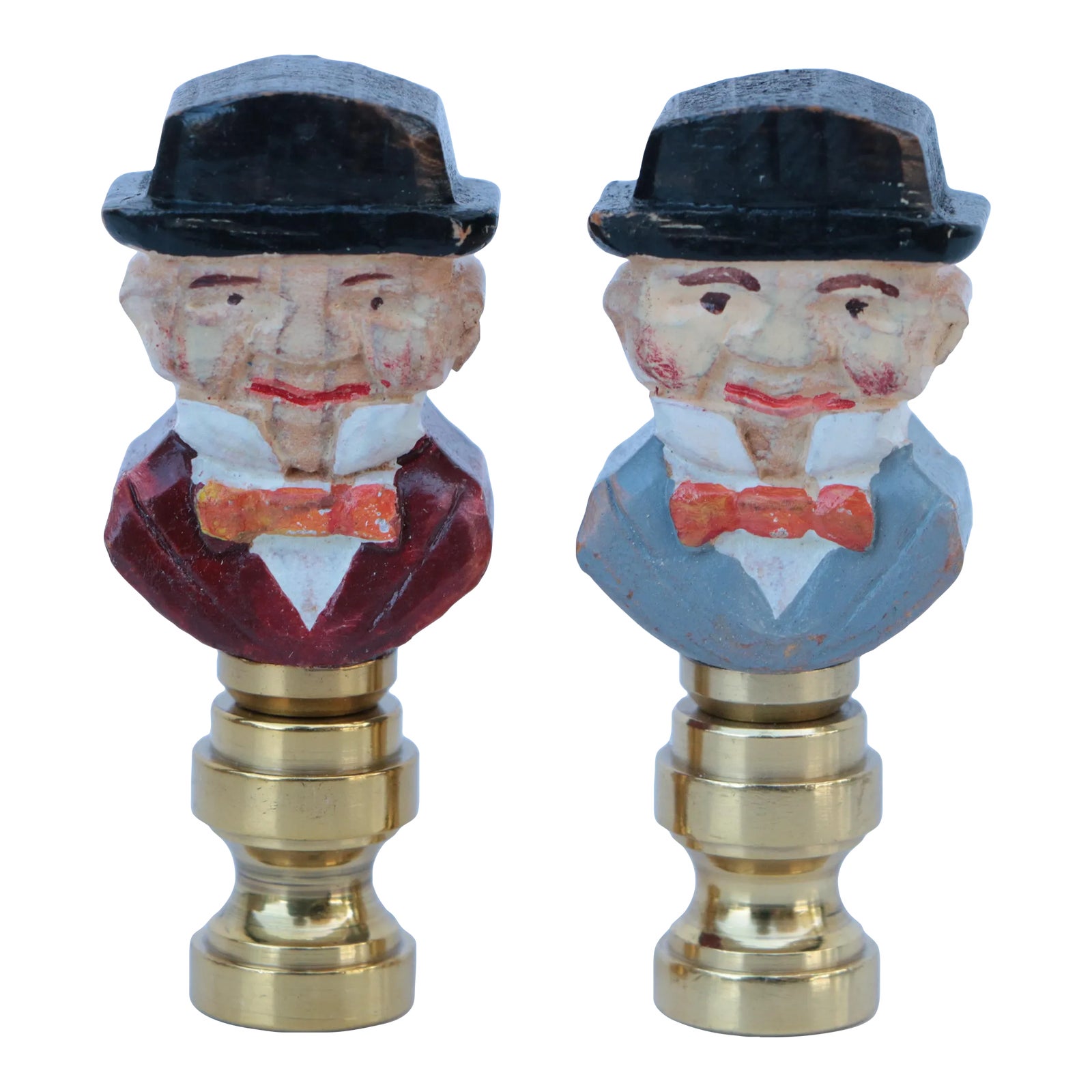 Black Forest Carved Wood Lamp Finials - a Pair | Chairish