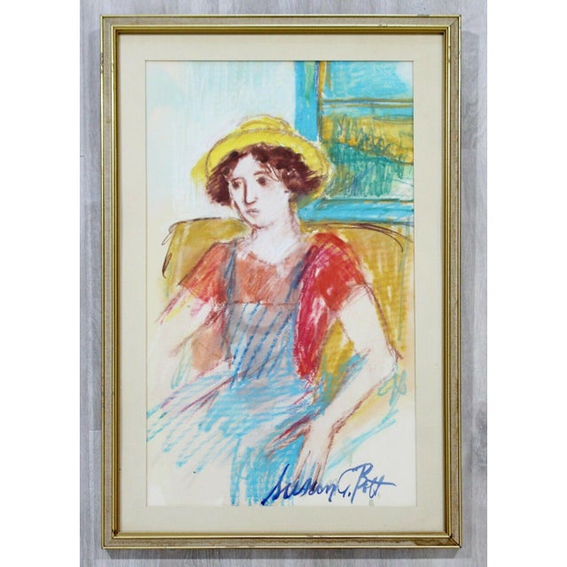 Mid Century Modern Framed Susan Bolt Untitled Female Pastel Painting by ...
