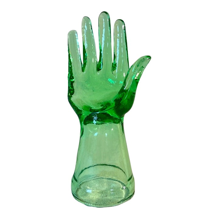 Late 20th Century Molded Green Glass Industrial Industrial Hand Form ...