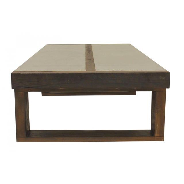 Art Deco Constructivist Style Rectangular Oak and Metal Coffee Table | Chairish