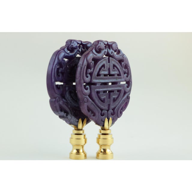 Chinese Calligraphy Symbol Lamp Finials - a Pair | Chairish