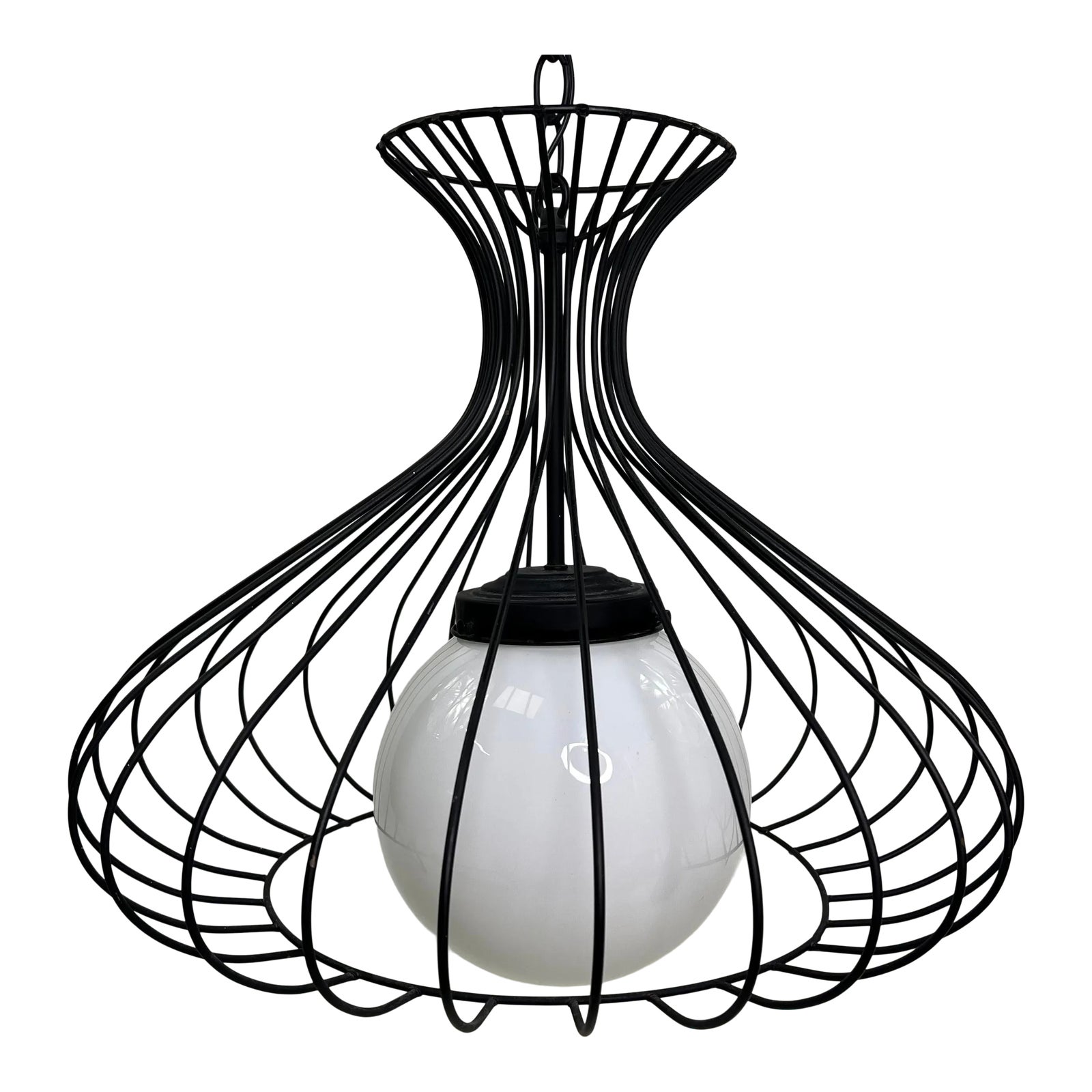 1960s Metal Wire Cage Light Fixture | Chairish