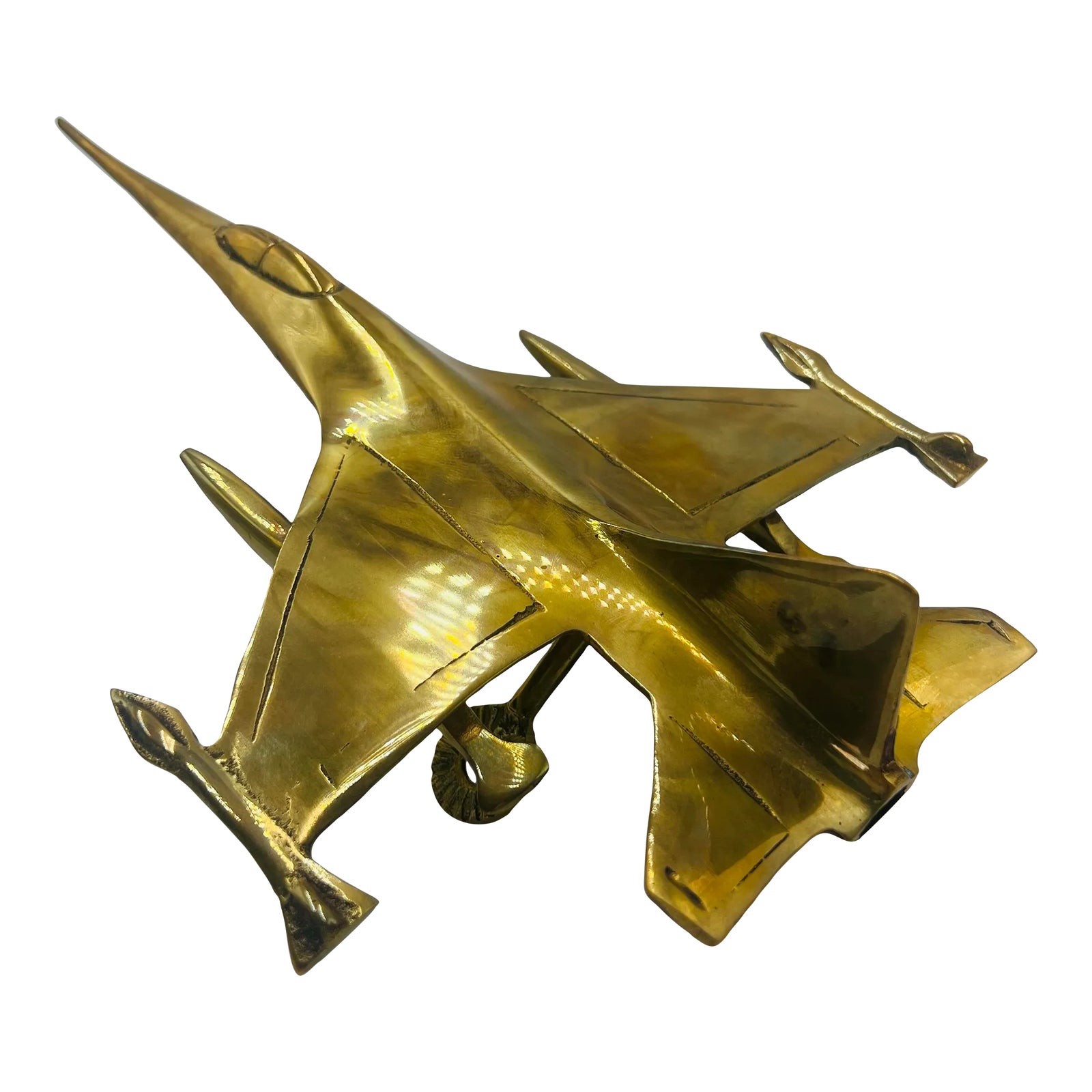 1980s Solid Brass Fighter Jet / Plane | Chairish