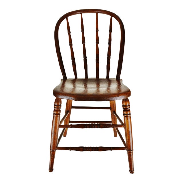 Antique Oak Spindle Back Chair | Chairish