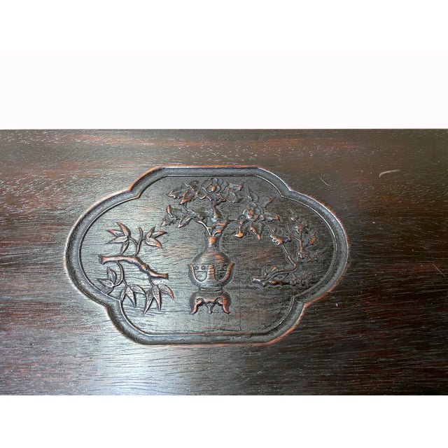 Chinese Brown Wood Rectangular Table Top Stand Display Riser Chest ...