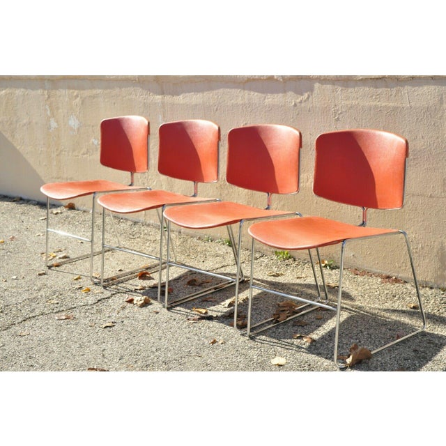 Vintage Steelcase Max-Stacker 472-410 Red Stackable Chairs Mid-Century ...