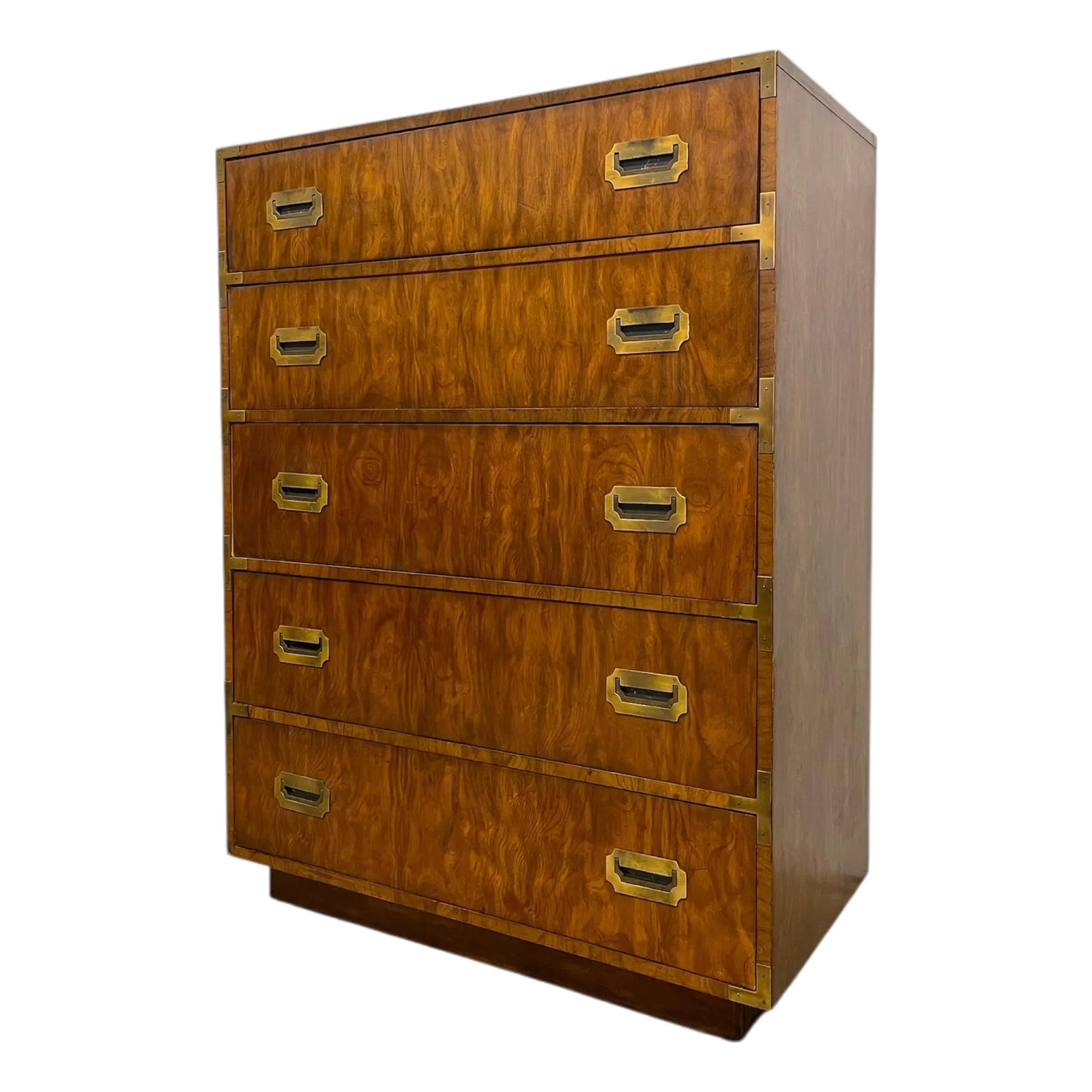 1970s Vintage Dixie Campaign Style 5-Drawer Chest With Brass Toned ...