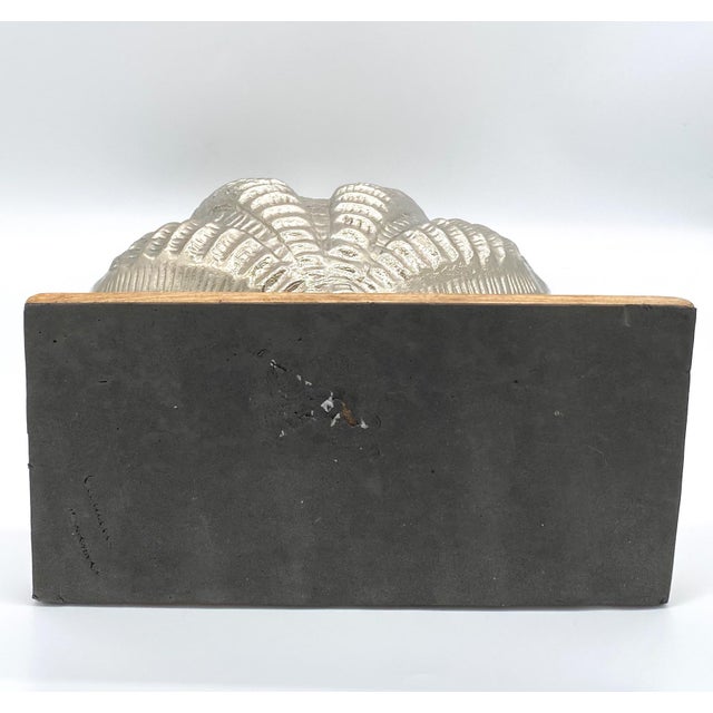 Contemporary Cast Aluminum Clam Sea Shell on Wood Stand | Chairish