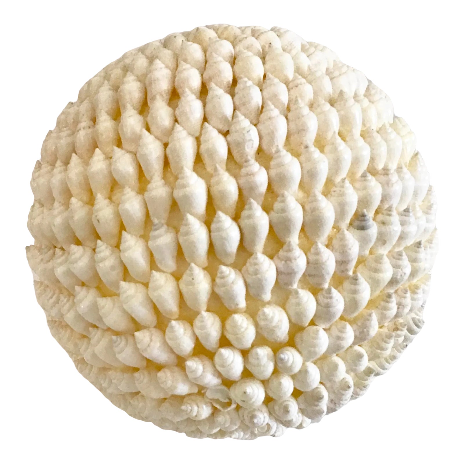 1970s Off-White Shell Encrusted Ball | Chairish